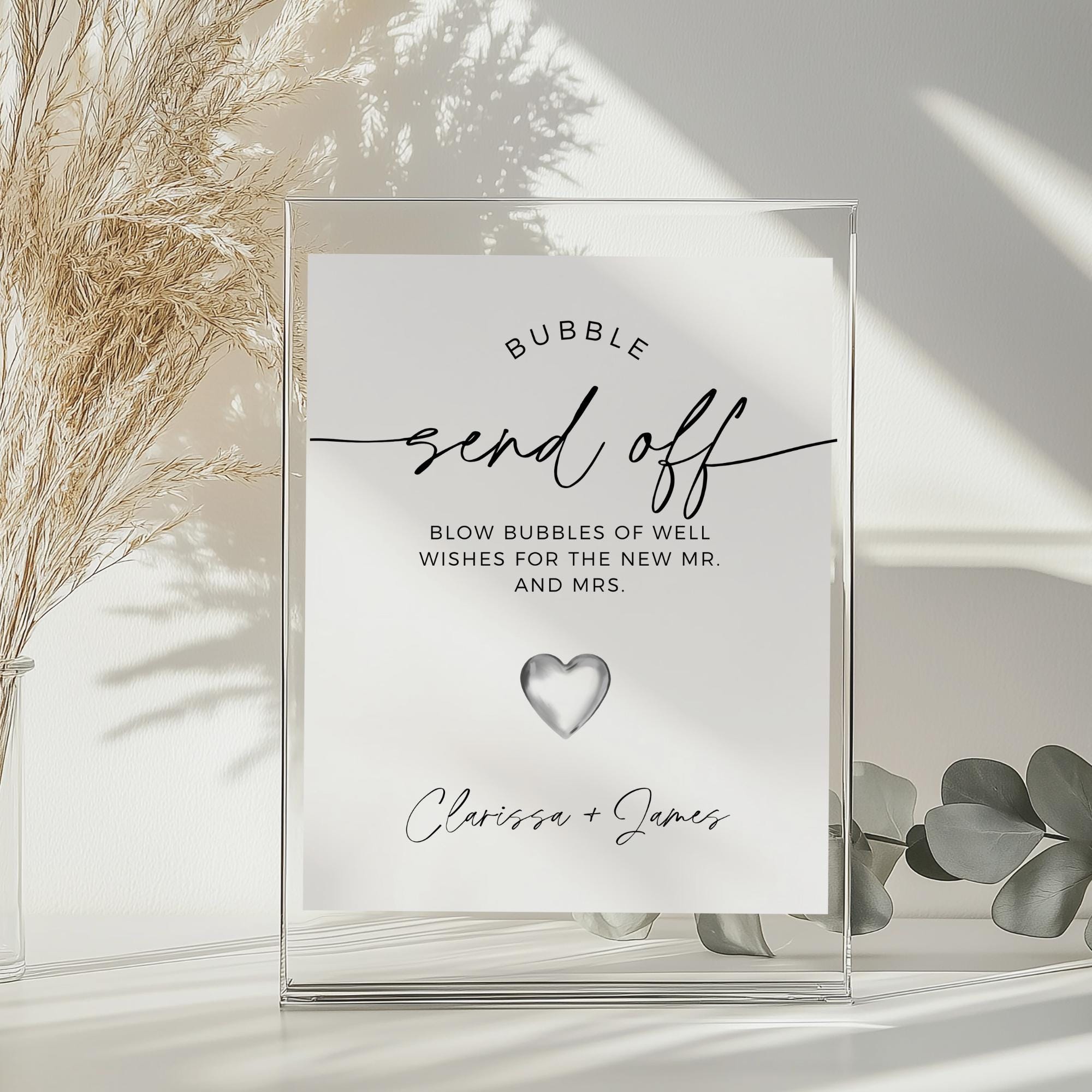 Minimalist Wedding Bubble Exit Sign, Editable Canva Template, Printable ...