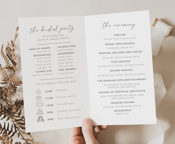 Catholic Wedding Program Template Church Wedding Program Template Wedding Mass Program Booklet Folded Order of Service Wedding Brochure Etsy