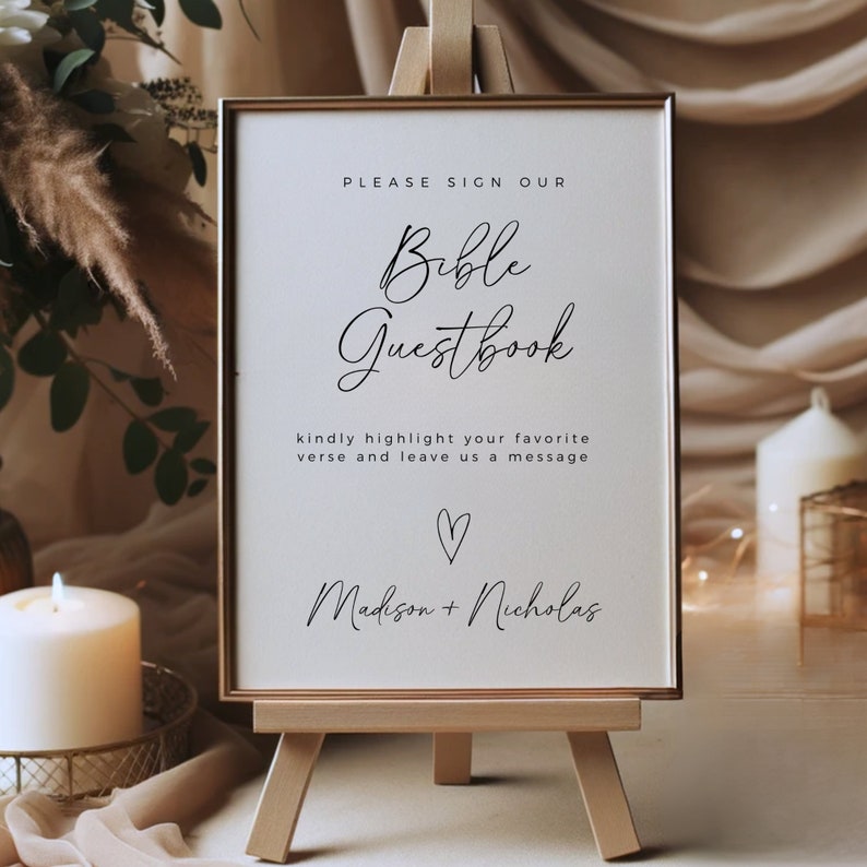 Minimalist Bible Guest Book Sign, Bible Verse Sign, Guest Book Sign ...