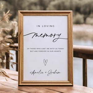 Wedding Memorial Sign, Editable Template, Modern Minimalist, in Loving ...