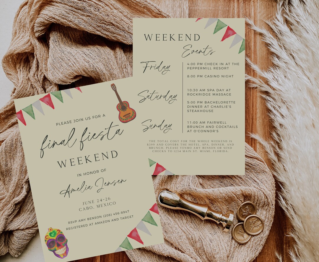 Final Fiesta Invitation Template, Cabo Bachelorette Weekend Invitation ...