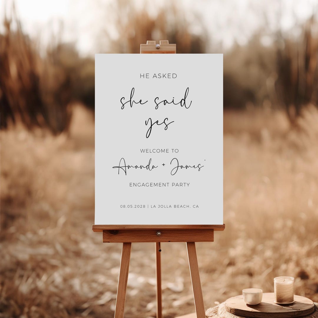 He Asked She Said Yes Sign, Engagement Party Welcome Sign, Large ...