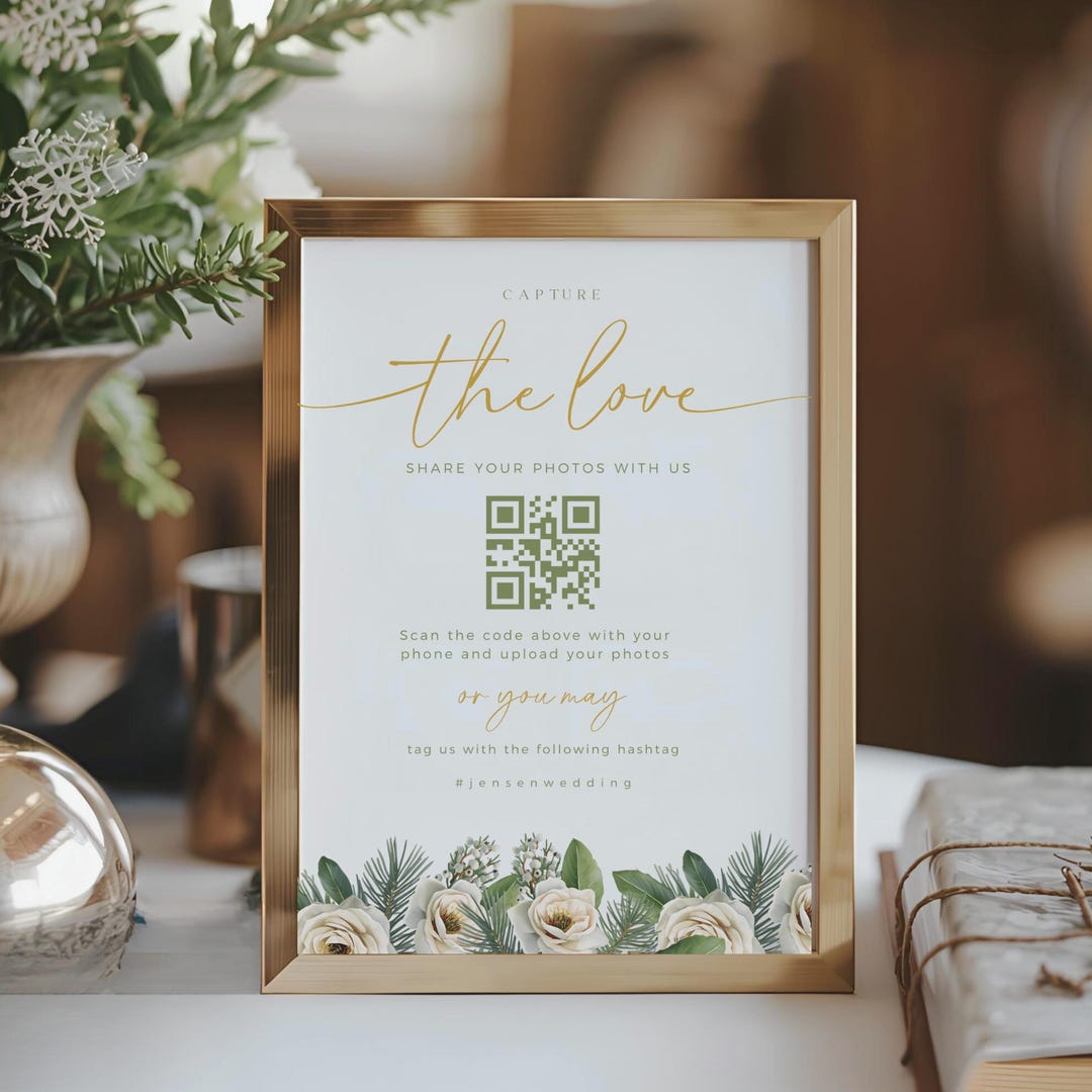 Winter Social Media Sign, Editable Template, Printable Wedding QR Code ...