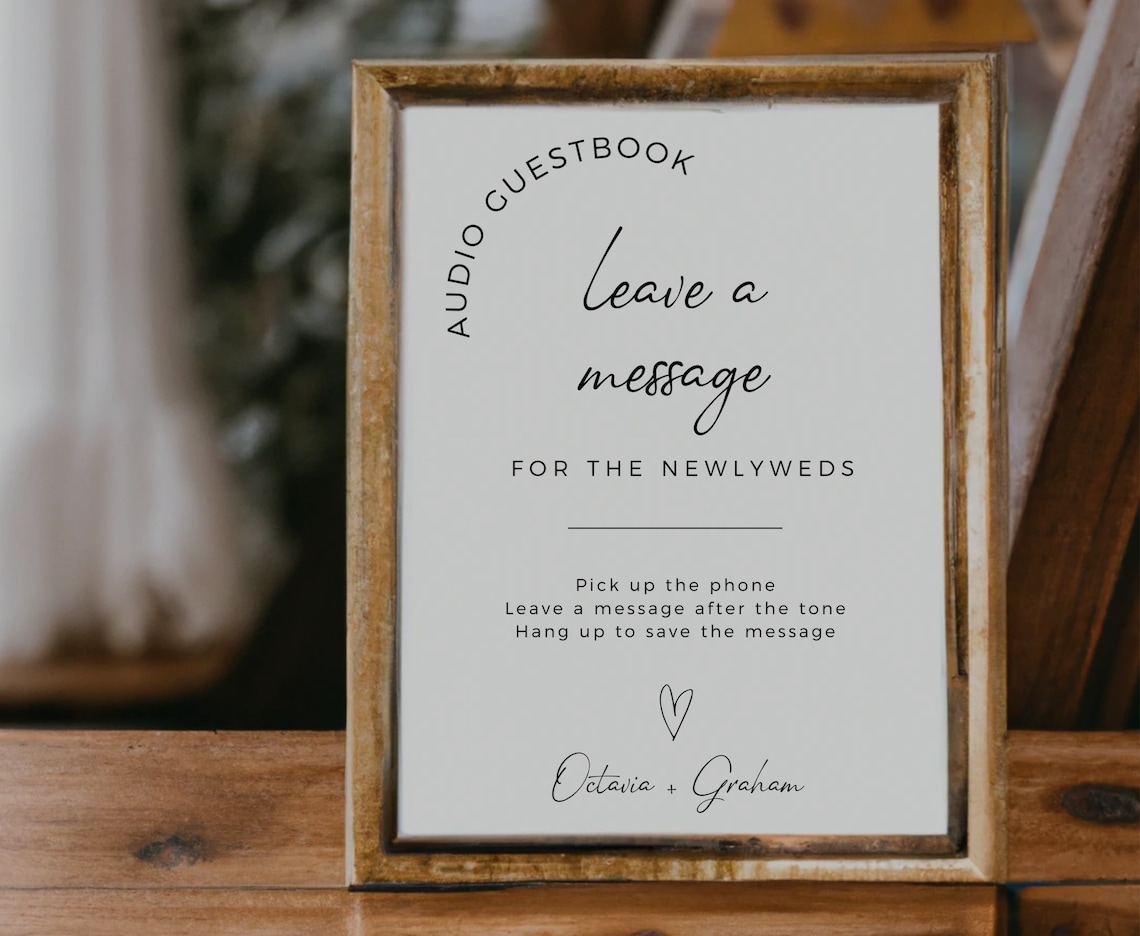 Minimalist Audio Guest Book Sign, Voicemail Guestbook, Printable ...