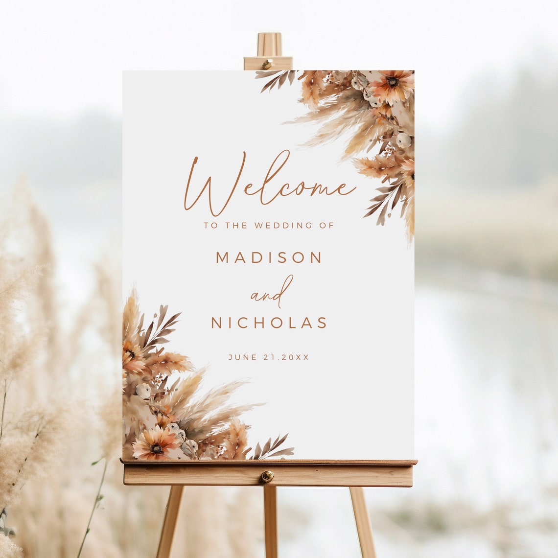 Fall Floral Welcome Sign Template, Fully Editable in Canva, Autumn ...
