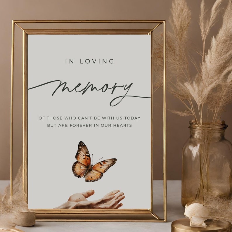 Butterfly Wedding Memorial, Editable Template, in Loving Memory Sign ...