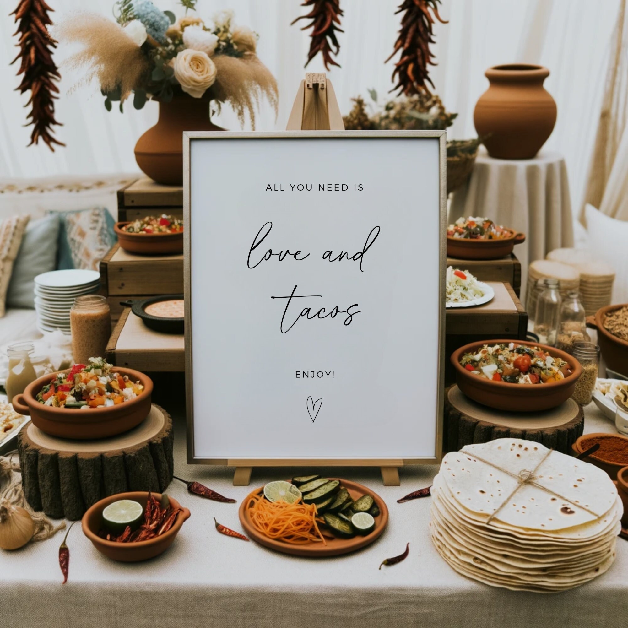 All You Need is Love and Tacos Boho Wedding Sign Taco Bar - Etsy