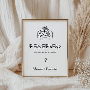 Editable Handwritten Reserved Table Sign, Modern Illustrated Hand Drawn ...