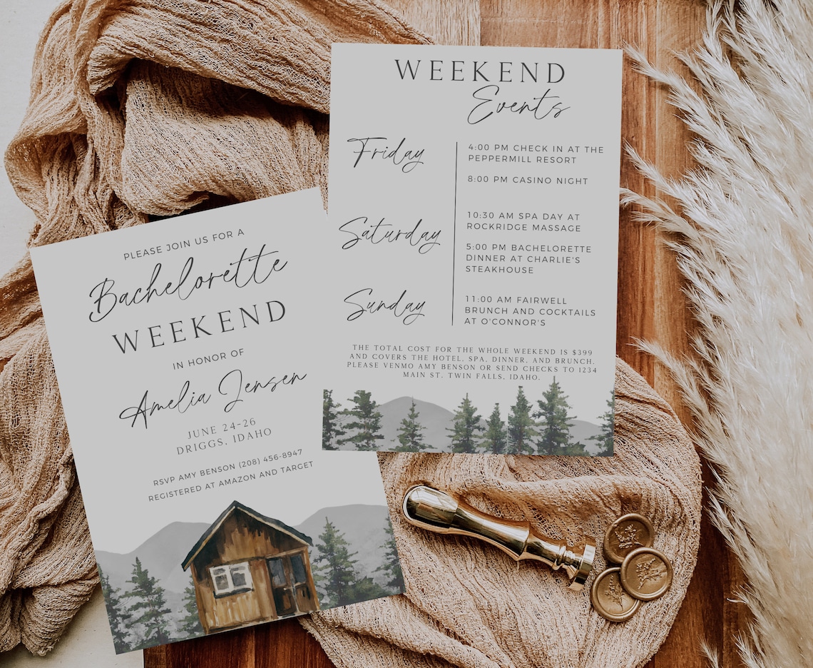 Cabin Bachelorette Weekend Invitation Camp Bachelorette - Etsy
