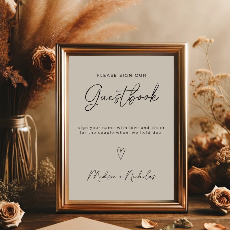 Minimalist Guest Book Sign, Please Sign Our Guest Book, Boho Wedding ...