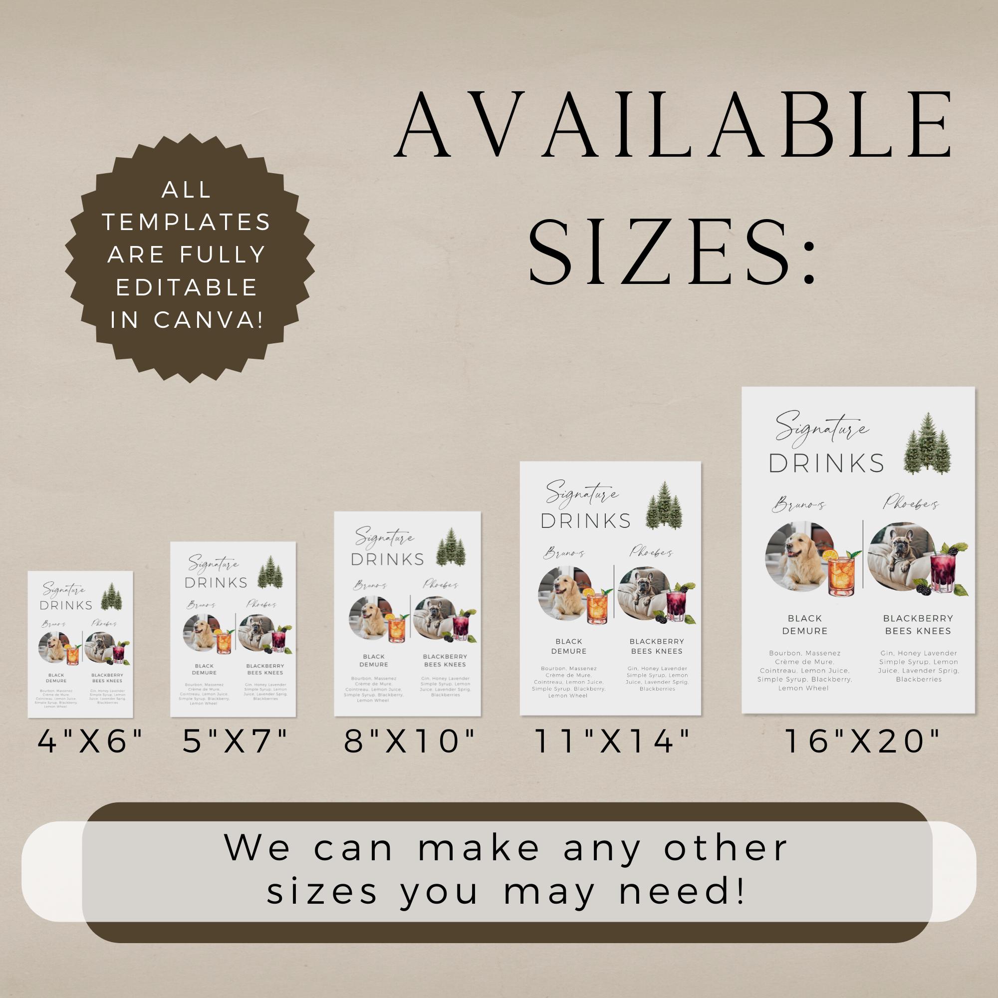 Winter Pine Tree Dog Signature Drink Sign, His and Hers Pets Drinks ...