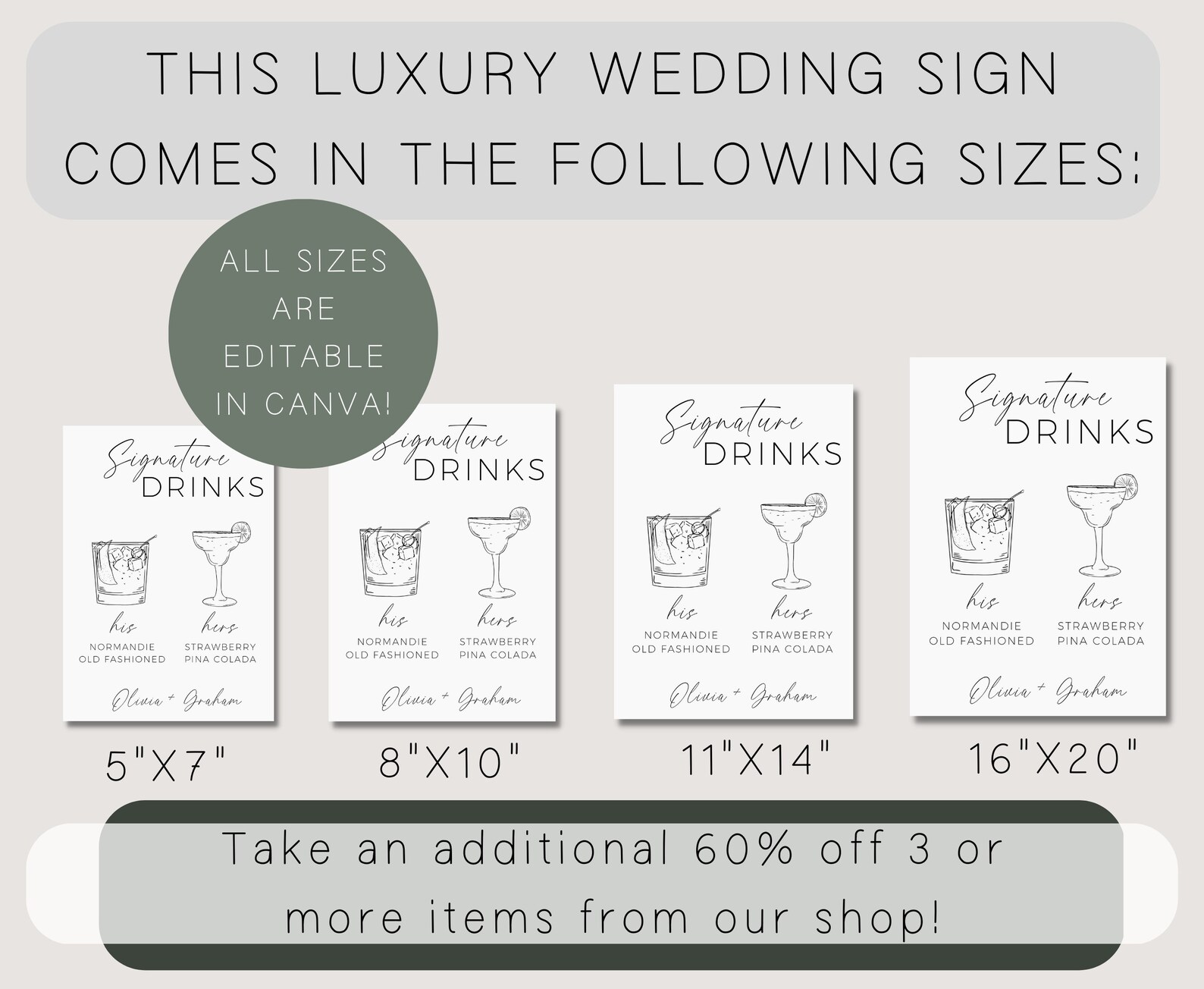 Signature Drink Sign, His and Hers Drinks, Printable Signature ...