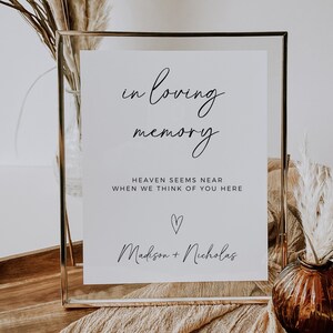 Wedding Memorial Sign, Editable Template, Modern Minimalist, in Loving ...