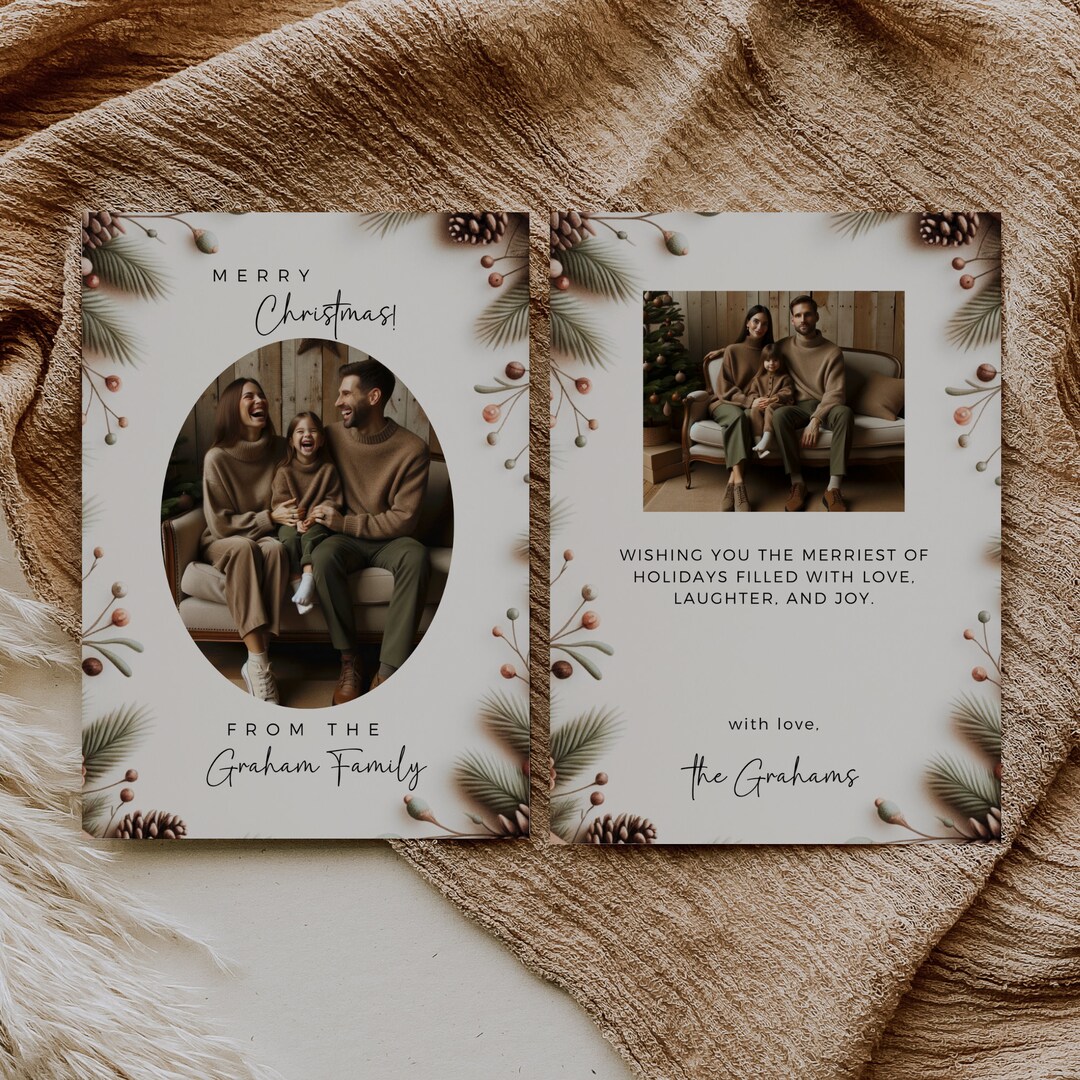 Boho Christmas Cards Photo, Modern Minimalist, Holiday Cards Photo ...