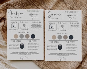 Groomsmen Infographic Card, Instant Download, 100% Editable Text ...