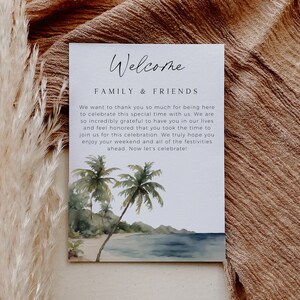 Tropical Wedding Itinerary Template, Welcome Bag Note, Travel Wedding ...