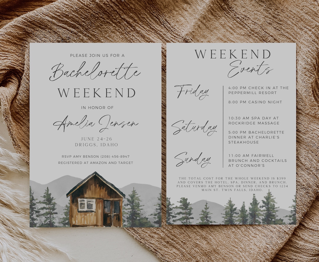 Cabin Bachelorette Weekend Invitation, Camp Bachelorette, Outdoor ...