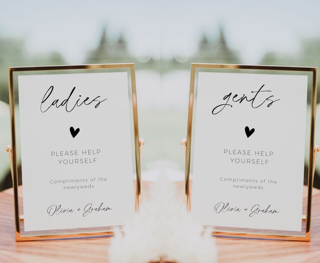 Printable Wedding Bathroom Basket Sign Template, Editable Minimalist ...