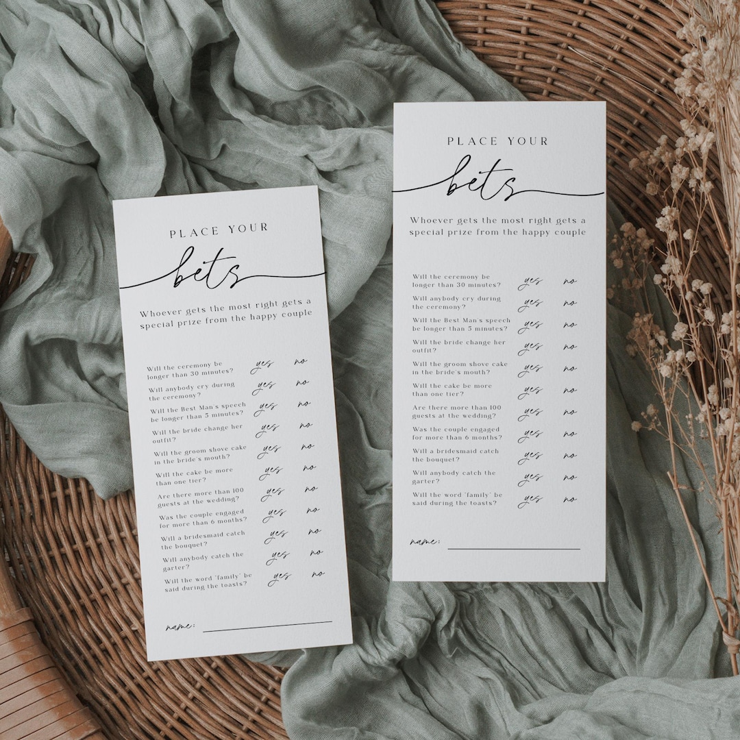 Minimalist Place Your Bets Game, Wedding Reception Game, Fully Editable ...