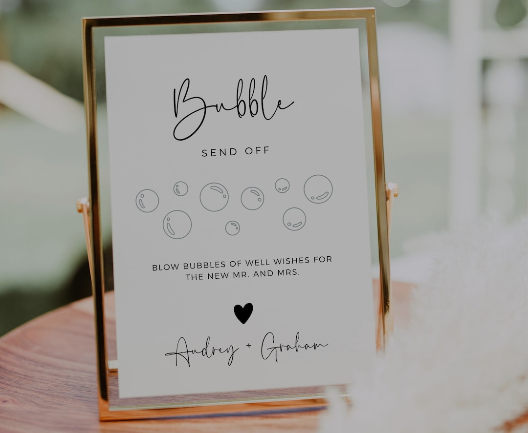 Bubble Send off Sign Template, Modern Minimalist Wedding Send Off ...