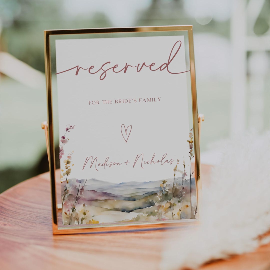 Wildflower Reserved Table Sign Wedding Template, Floral Reserved Table ...