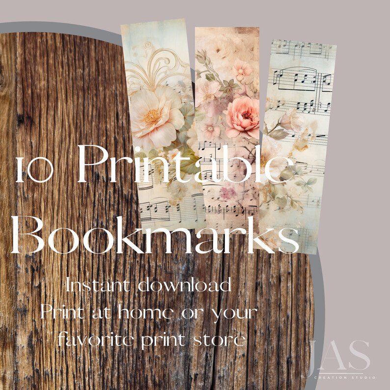 Vintage Music Bookmarks, Set of 10 Printable Bookmarks, Digital ...