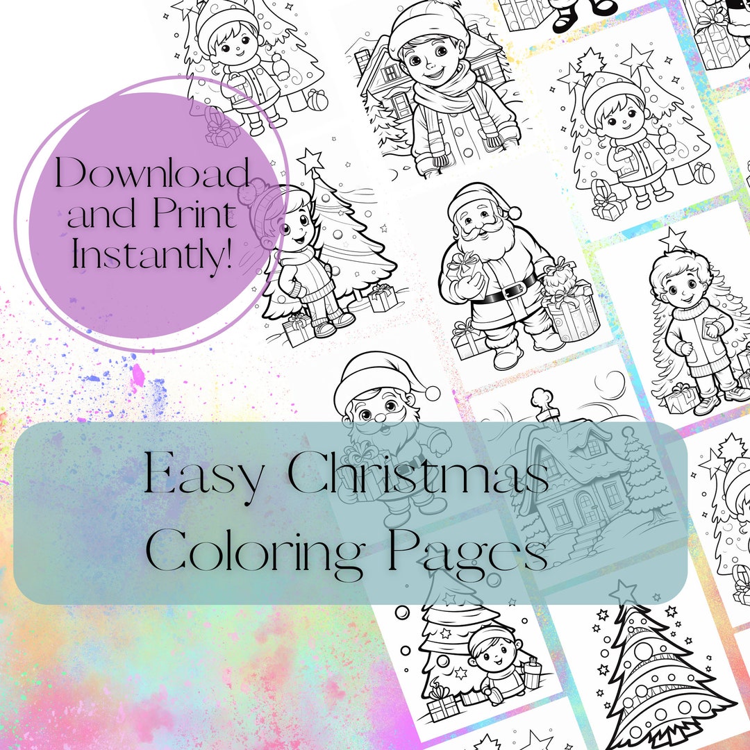 Easy Christmas Coloring Pages Simple Christmas Coloring - Etsy