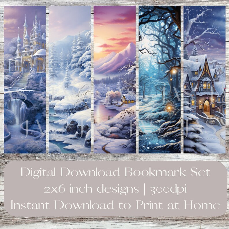 Winter Wonderland Bookmarks, Set of 10 Printable Bookmarks, Digital ...