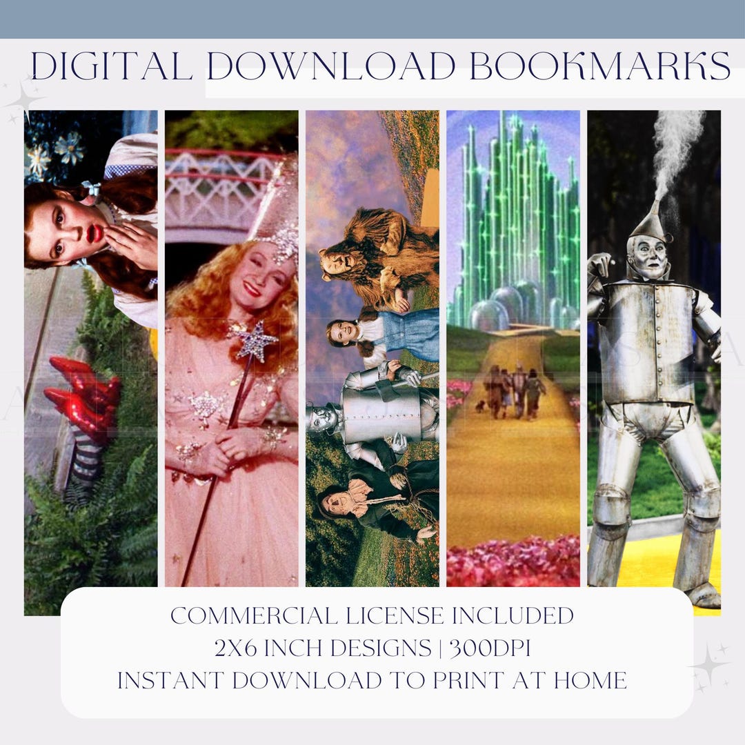 Wizard of Oz Bookmarks Wizard of Oz Digital Download Printable ...