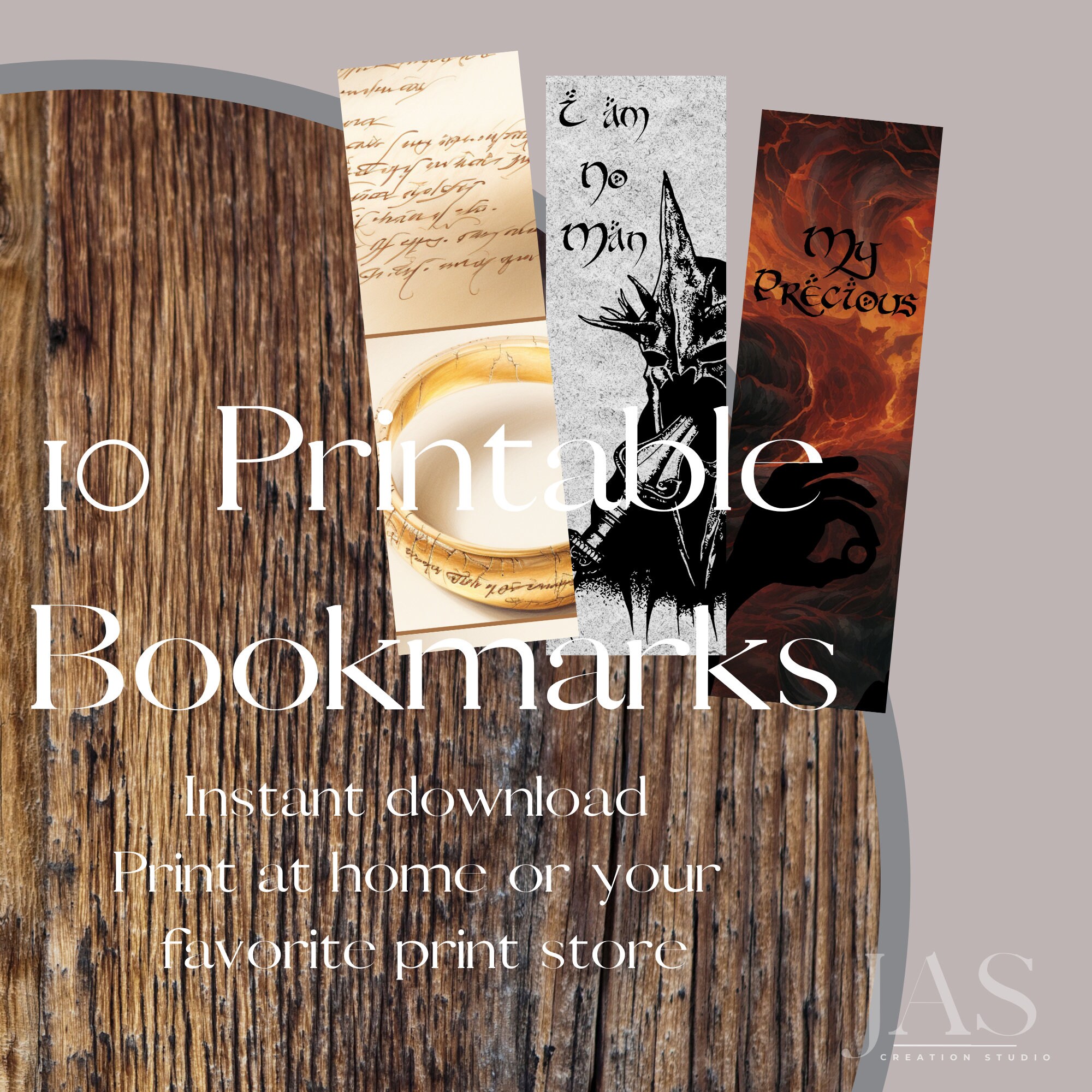 Ring of Power Bookmark Set, LOTR Printable Bookmarks, Hobbit Bookmarks ...