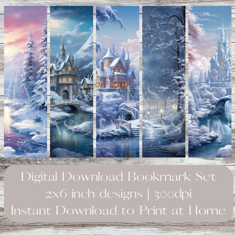Winter Wonderland Bookmarks, Set of 10 Printable Bookmarks, Digital ...