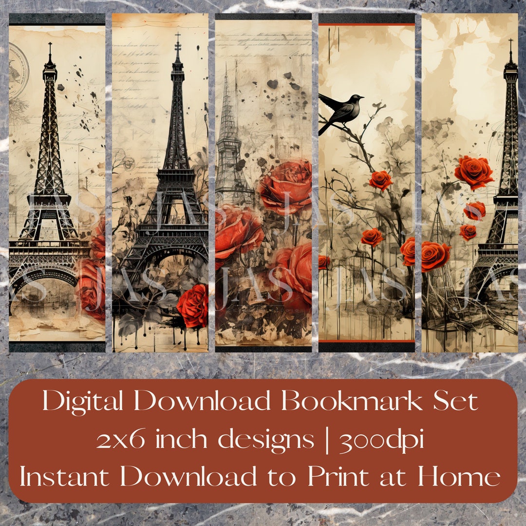 Gothic Paris Bookmarks, Set of 10 Printable Bookmarks, Digital ...