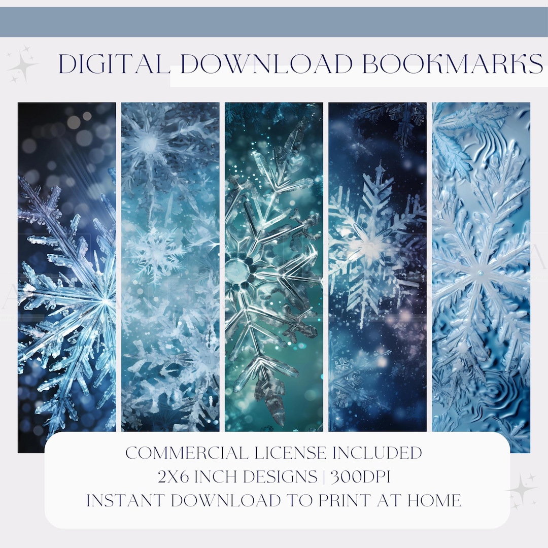 Snowflakes Bookmarks Christmas Bookmarks Digital Download Printable ...