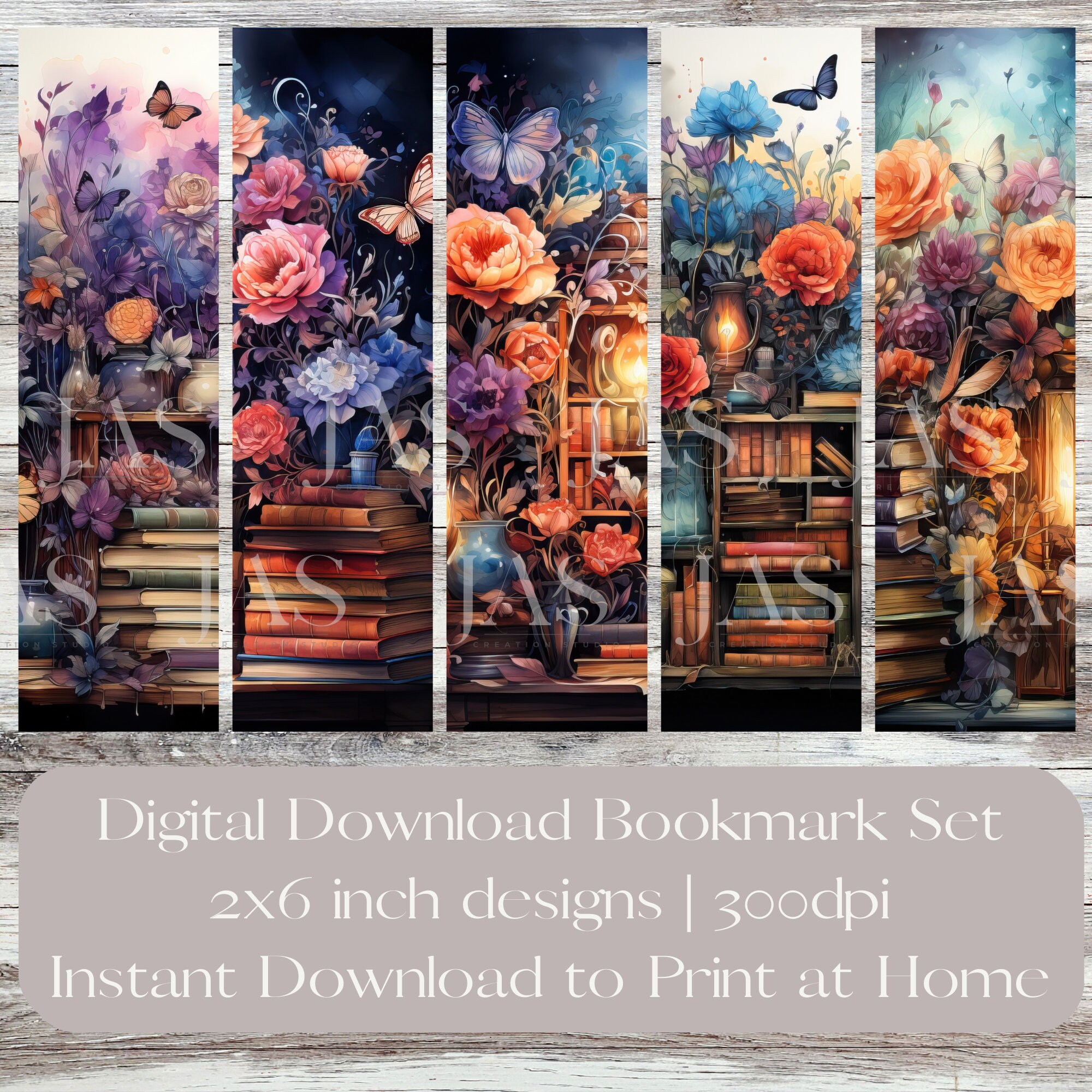 Whimsical Library Bookmarks, Set of 10 Printable Bookmarks, Digital ...