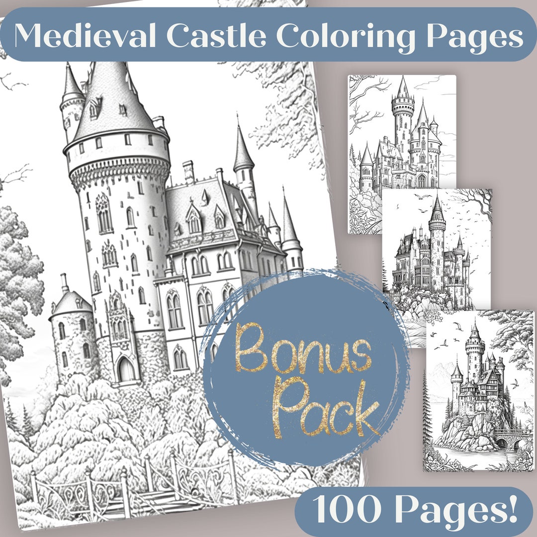 Medieval Castle Coloring Pages Fantasy Castle Coloring Pages - Etsy