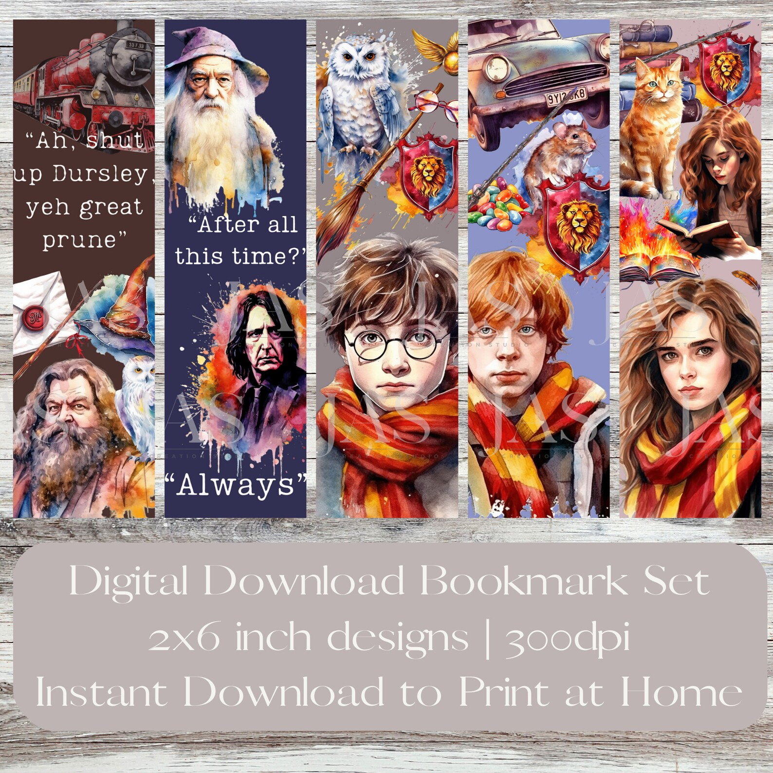 Wizard School Bookmarks, Set of 10 Printable Bookmarks, Digital ...
