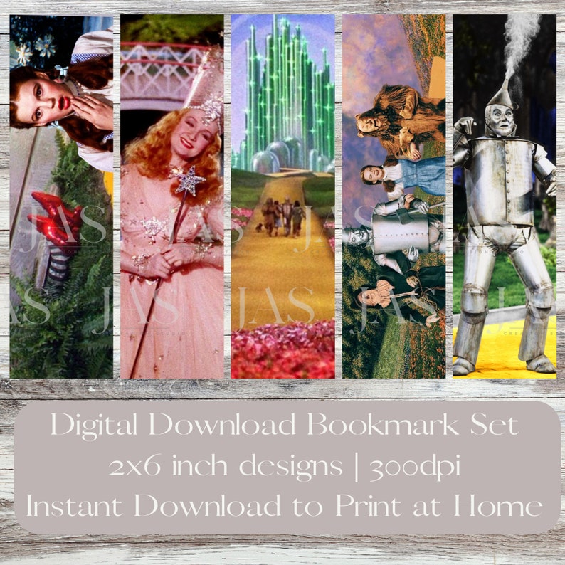 Wizard of Oz Set of 10 Bookmarks, Printable Bookmarks, Digital ...