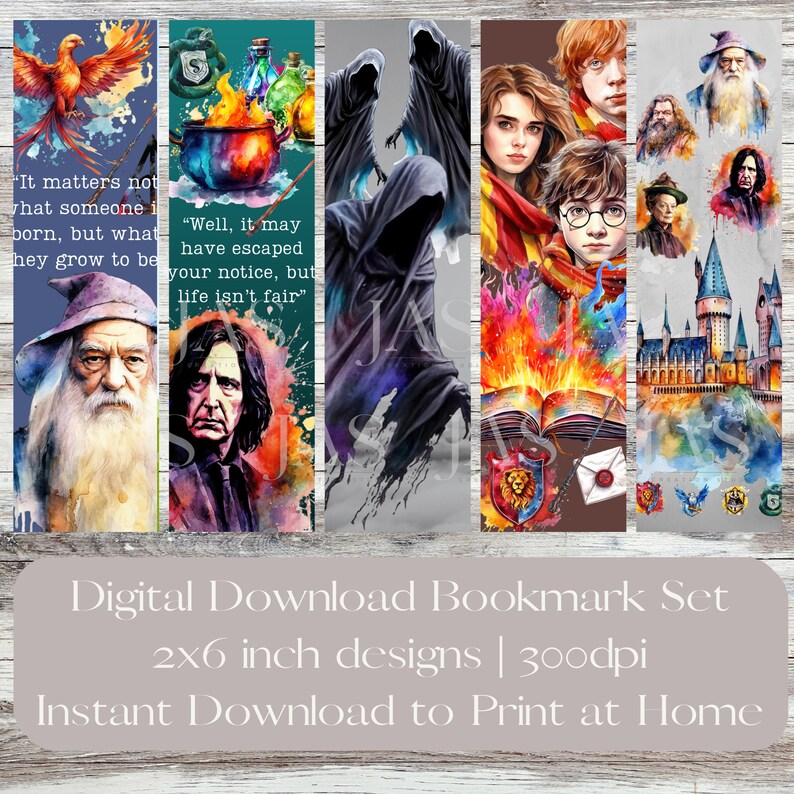 Wizard School Bookmarks, Set of 10 Printable Bookmarks, Digital ...