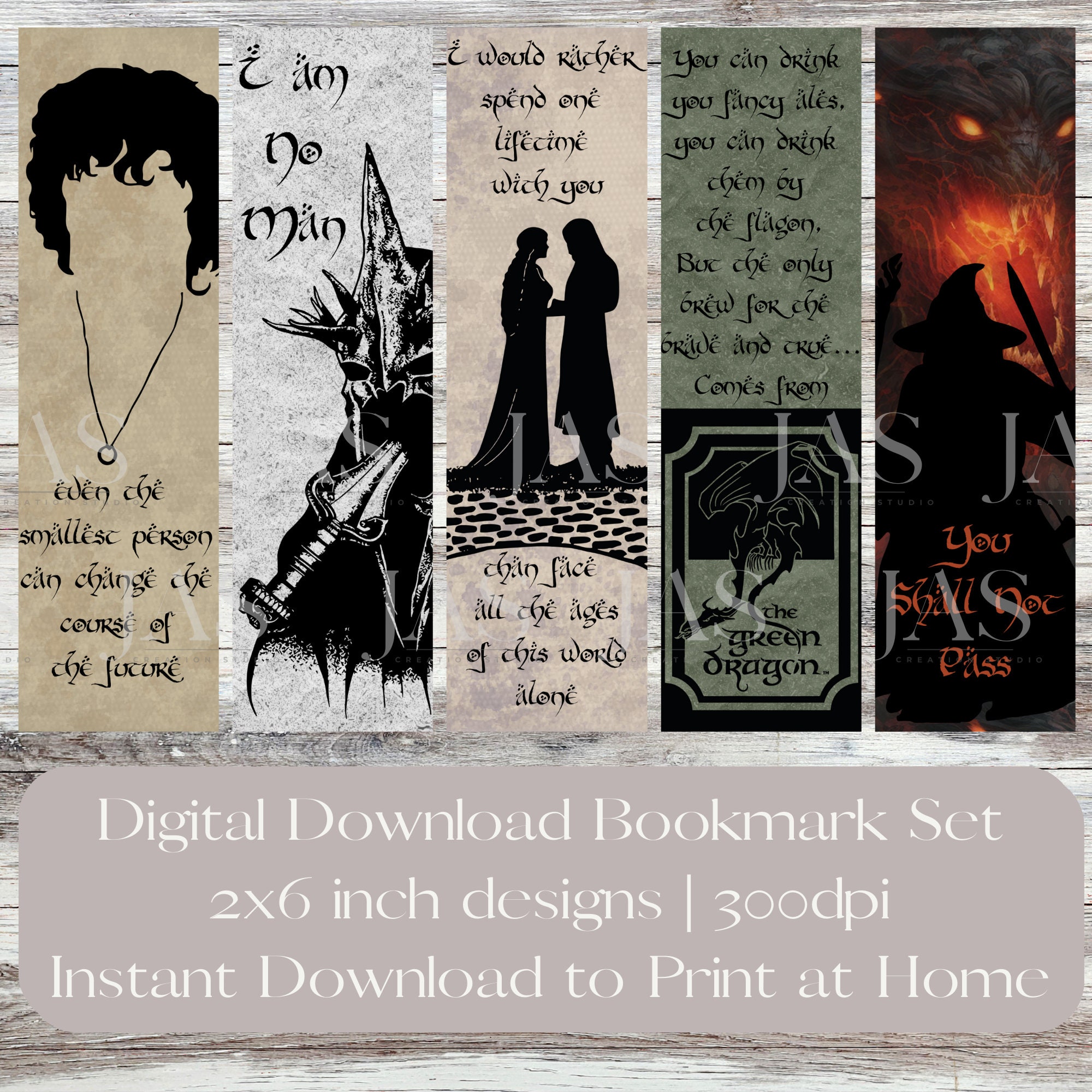 Ring of Power Bookmark Set, LOTR Printable Bookmarks, Hobbit Bookmarks ...