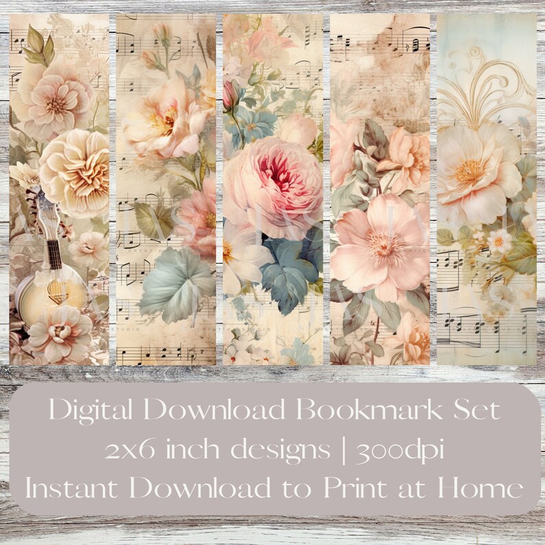 Vintage Music Bookmarks, Set of 10 Printable Bookmarks, Digital ...