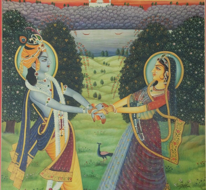 Antique Wall Painting of Lord Krishna, Hand Made Canvas Painting ...