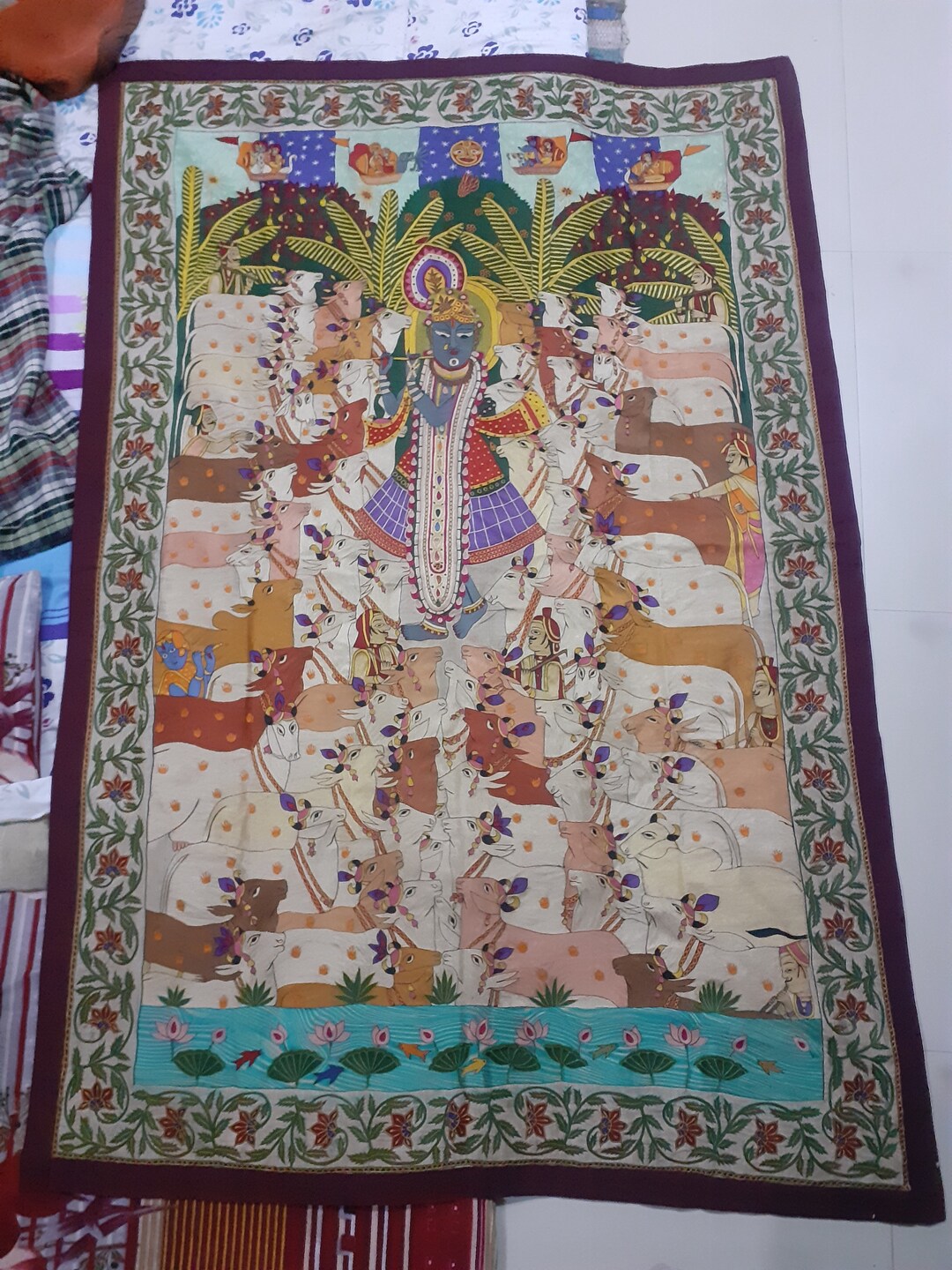 Lord Srinath Ji Hand Made Embroidery Art Work, Wall Hanging Item ...