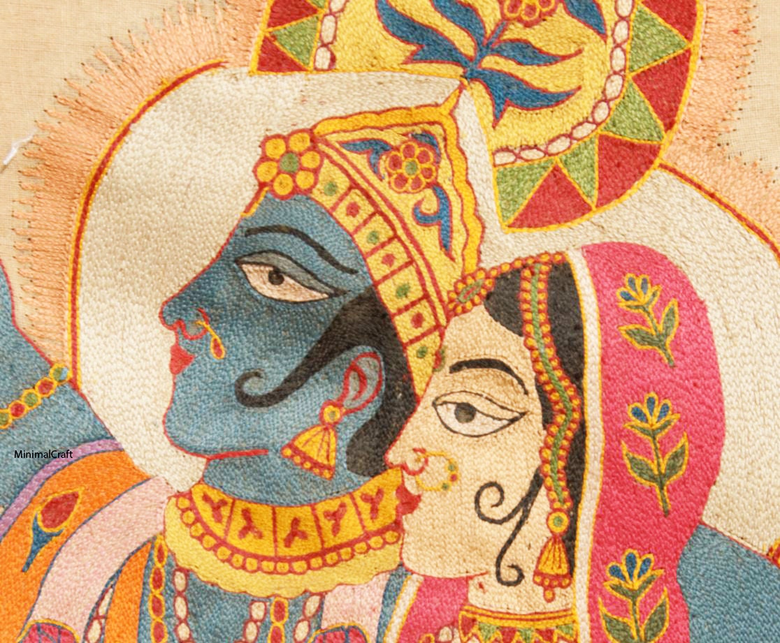 Lord Krishna Radha Pichwai Hand Made Embroidery Art Work, Wall Hanging ...