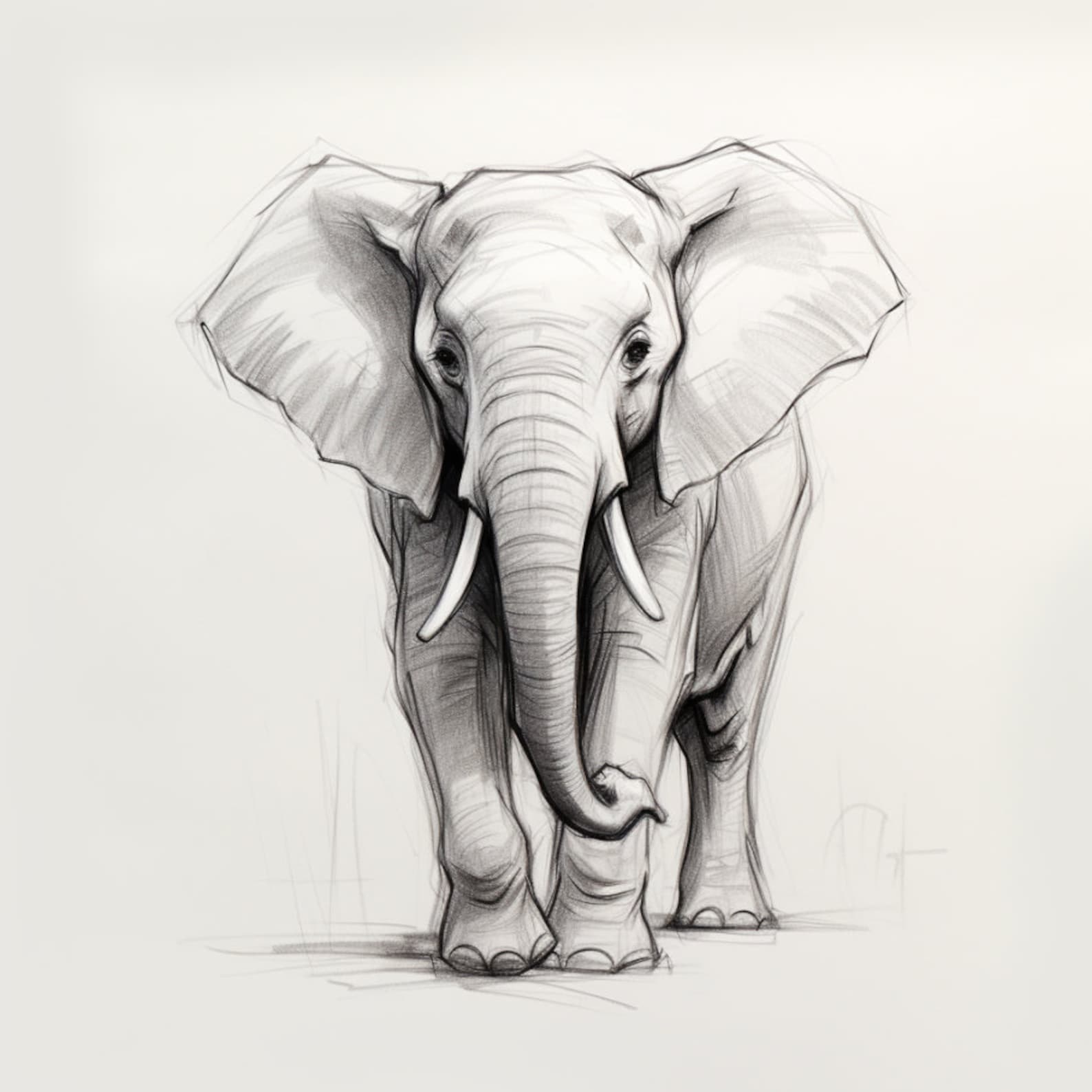 Original Elephant Sketch for Tracing - Etsy