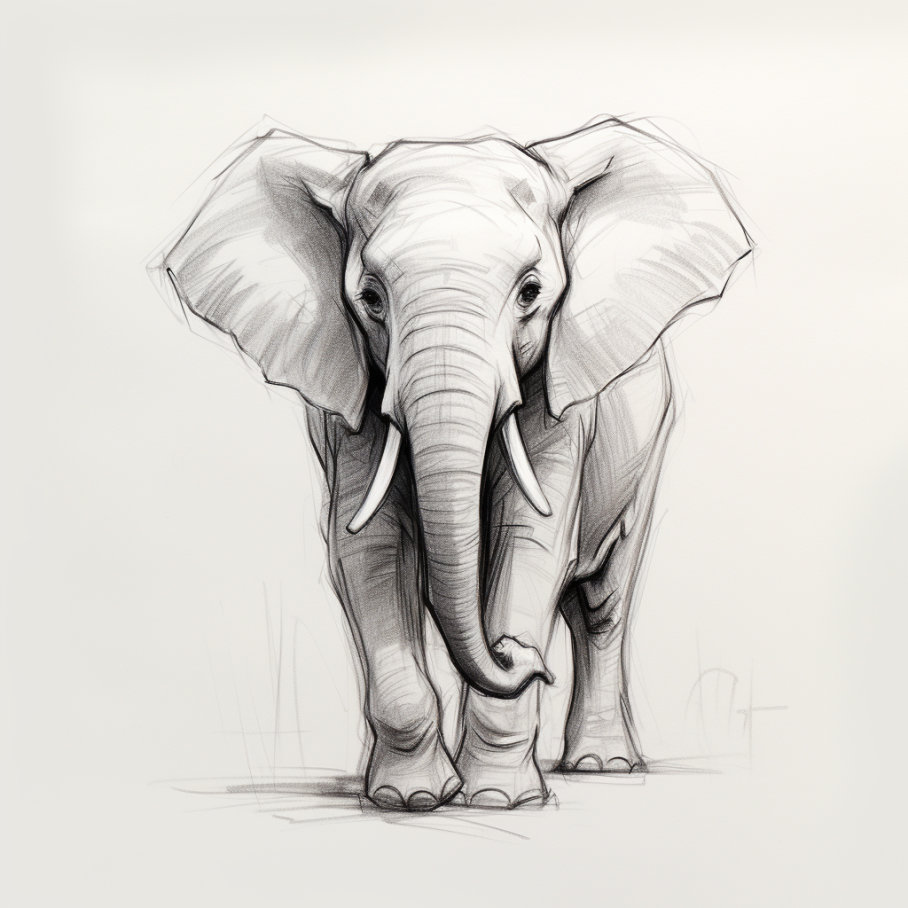 Original Elephant Sketch for Tracing - Etsy