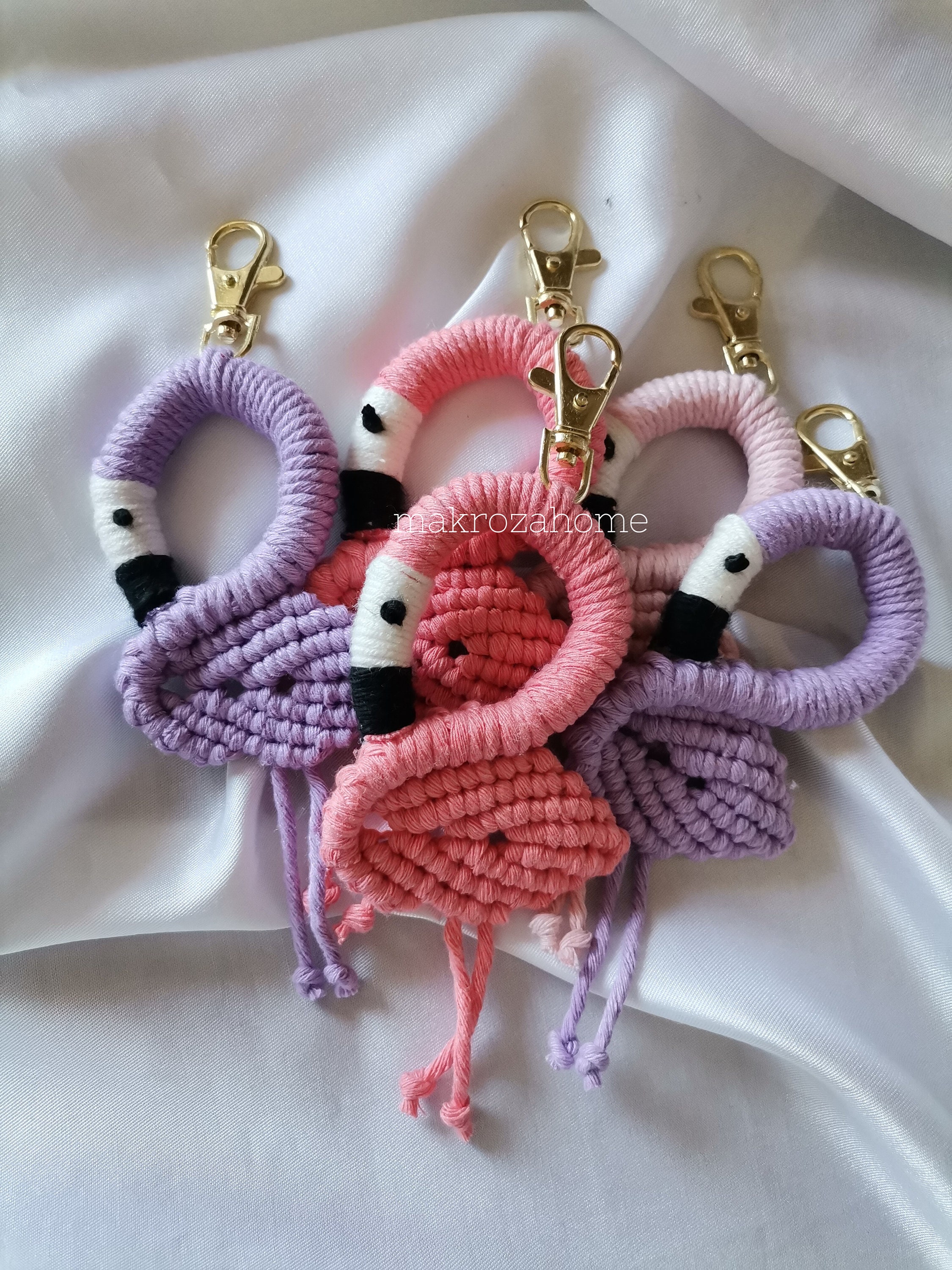 Flamingo Keychain,babyshower Gift,bridesmaid Gifts,macrame Accessory ...