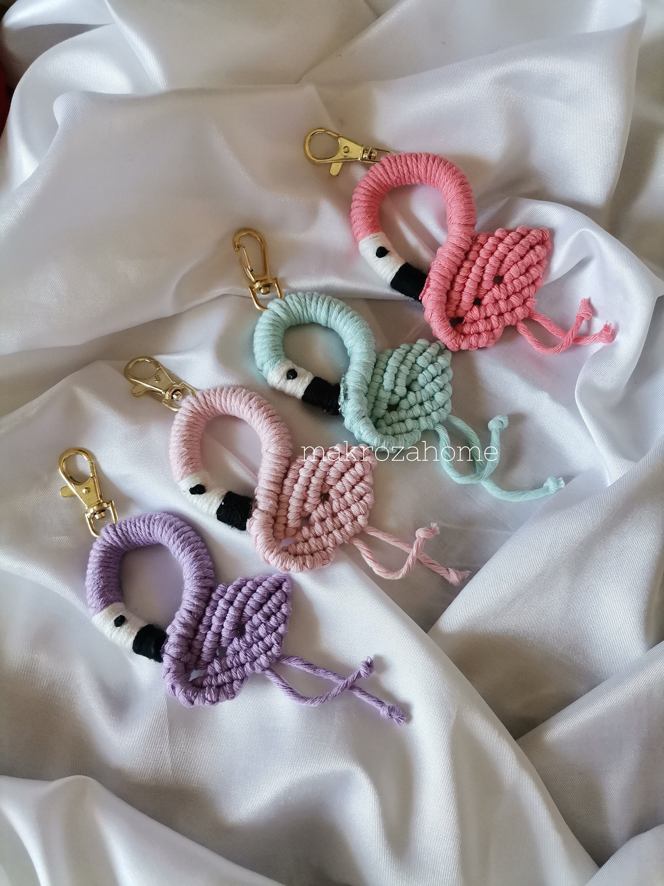 Flamingo Keychain,babyshower Gift,bridesmaid Gifts,macrame Accessory ...