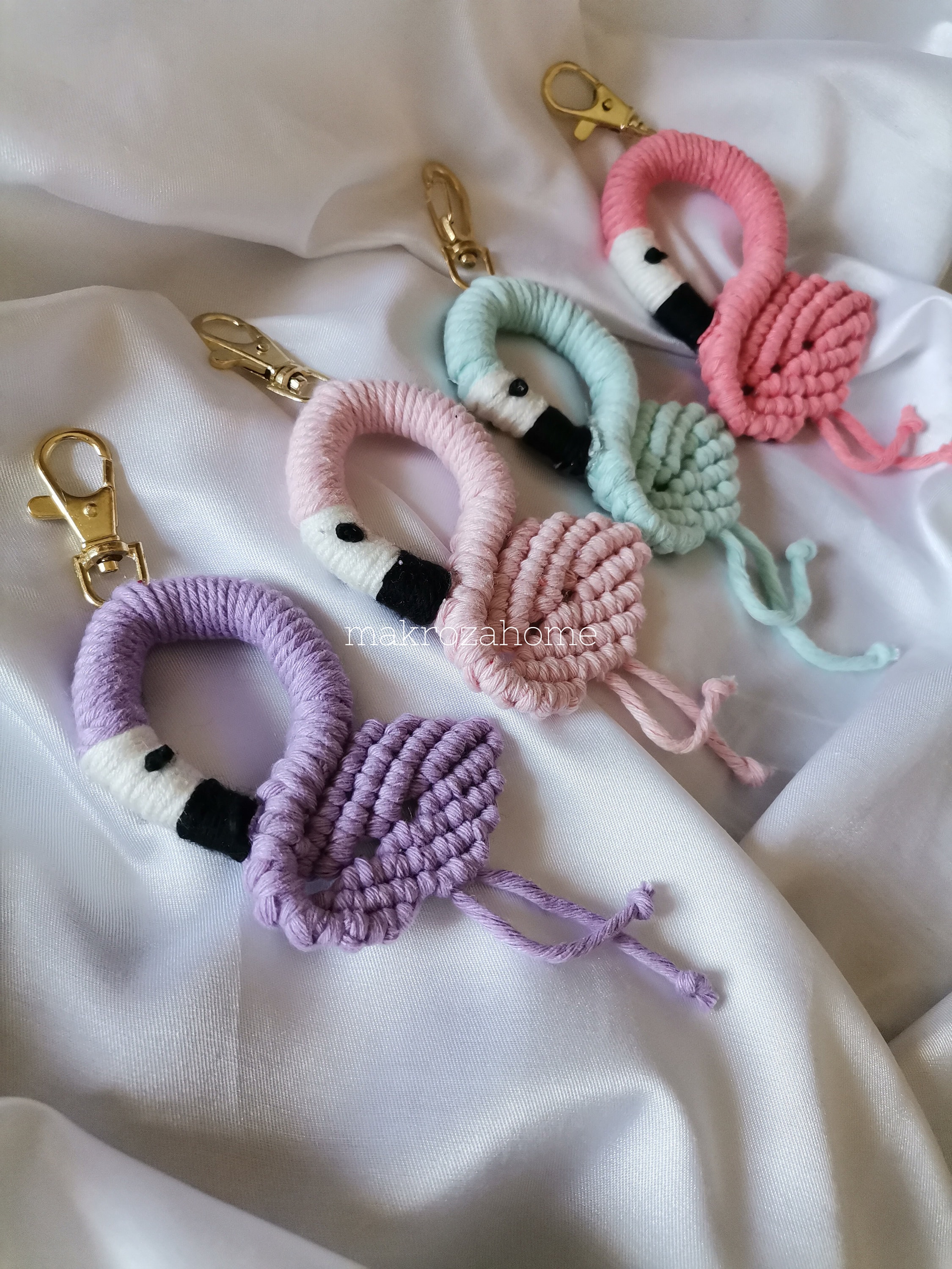 Flamingo Keychain,babyshower Gift,bridesmaid Gifts,macrame Accessory ...