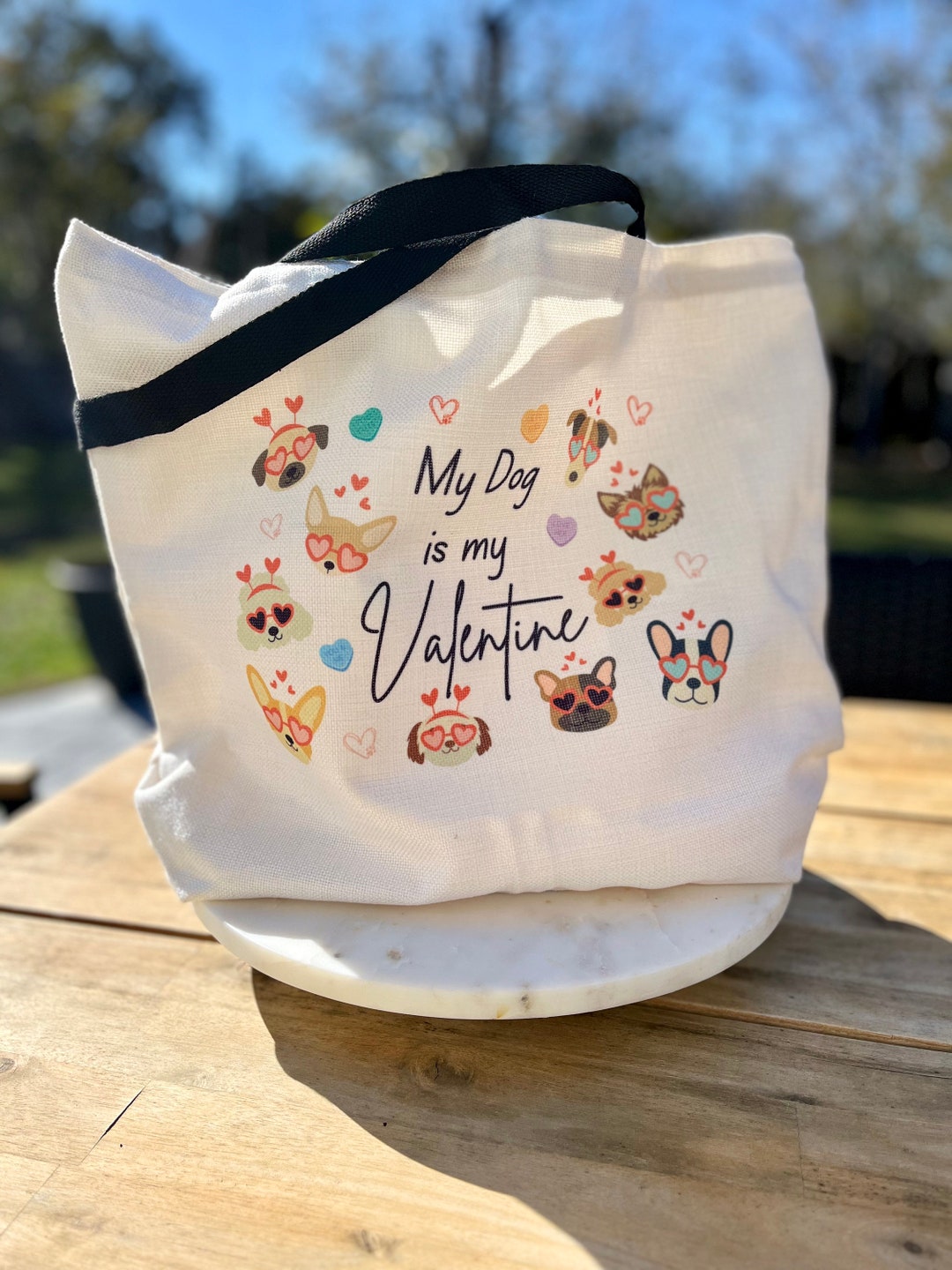 My Dog is My Valentine Tote | Furry Valentine Canvas Bag | Puppy Love ...