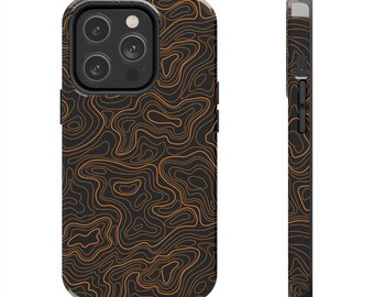 Blue and Black Topographic Map Iphone Case With Wireless - Etsy